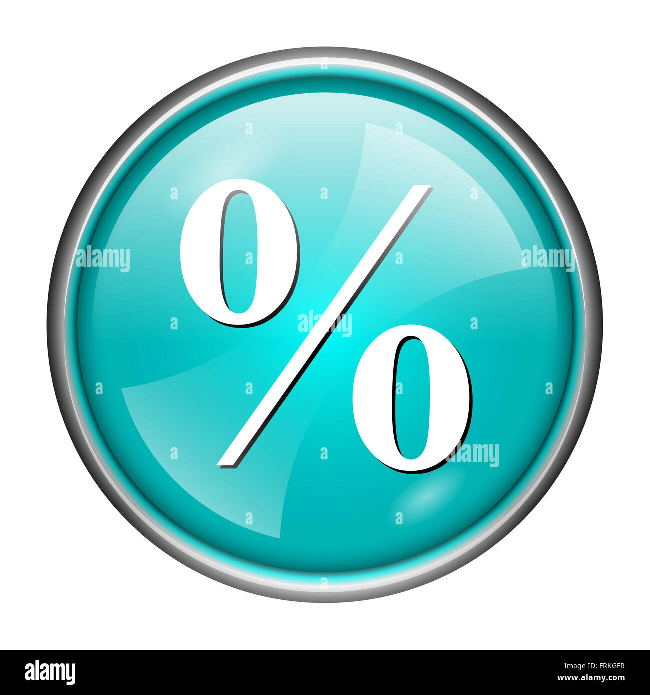 Round glossy icon with white design on aqua background Stock Photo - Alamy