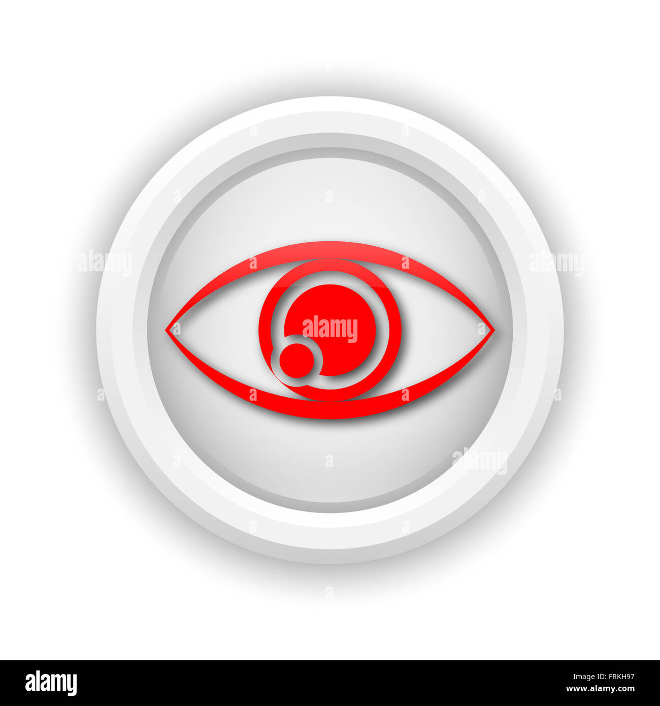 Round plastic icon with red design on white background Stock Photo - Alamy