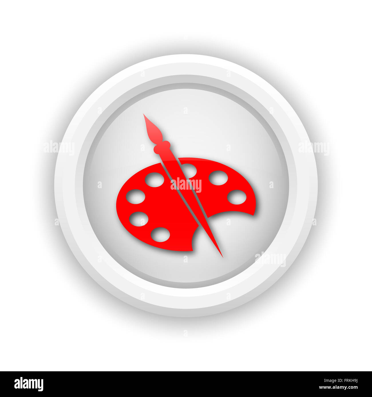 Round plastic icon with red design on white background Stock Photo - Alamy