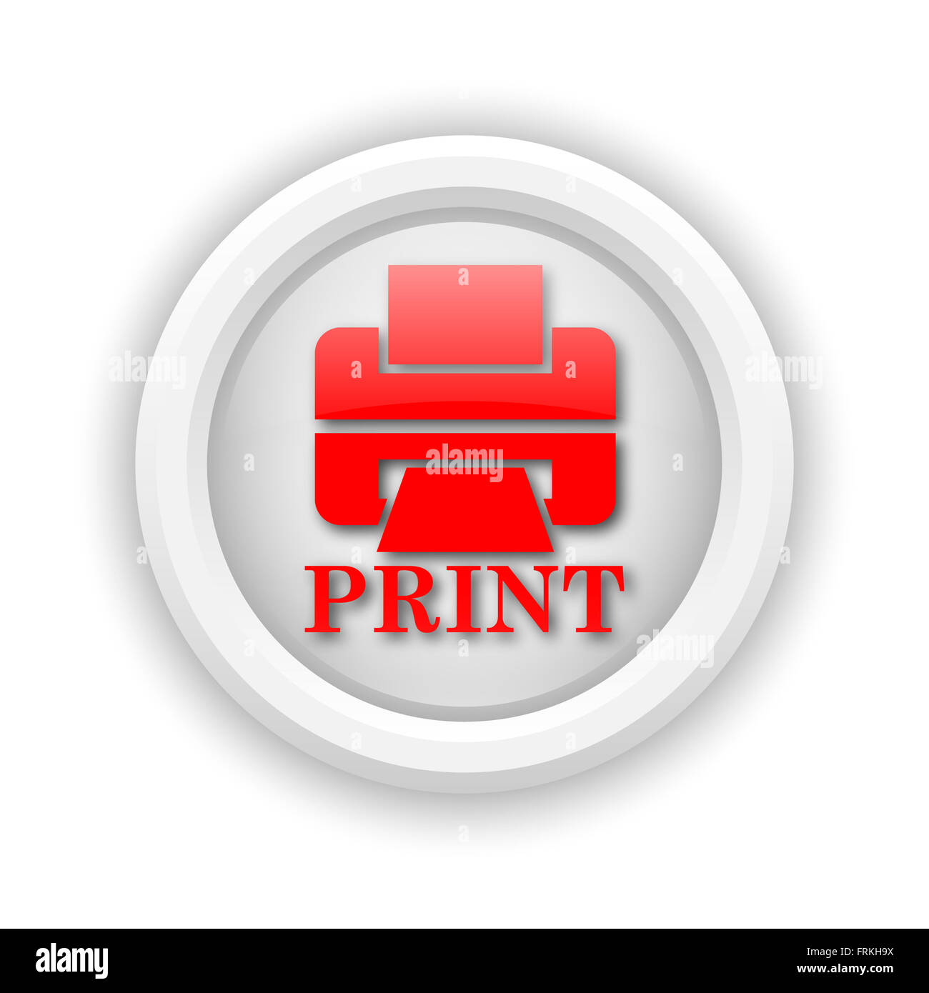 Round plastic icon with red design on white background Stock Photo - Alamy
