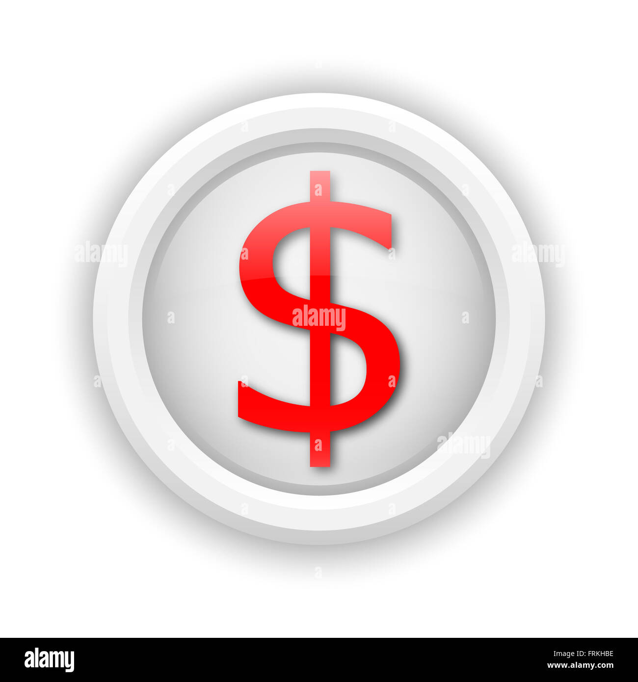 Round plastic icon with red design on white background Stock Photo - Alamy