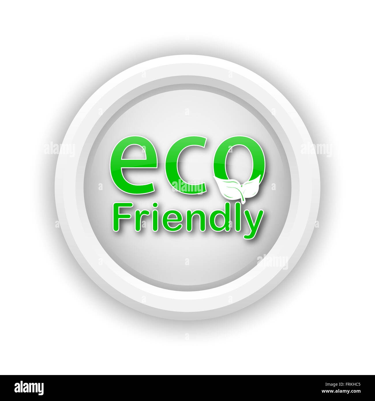 Round plastic icon with green design on white background Stock Photo ...