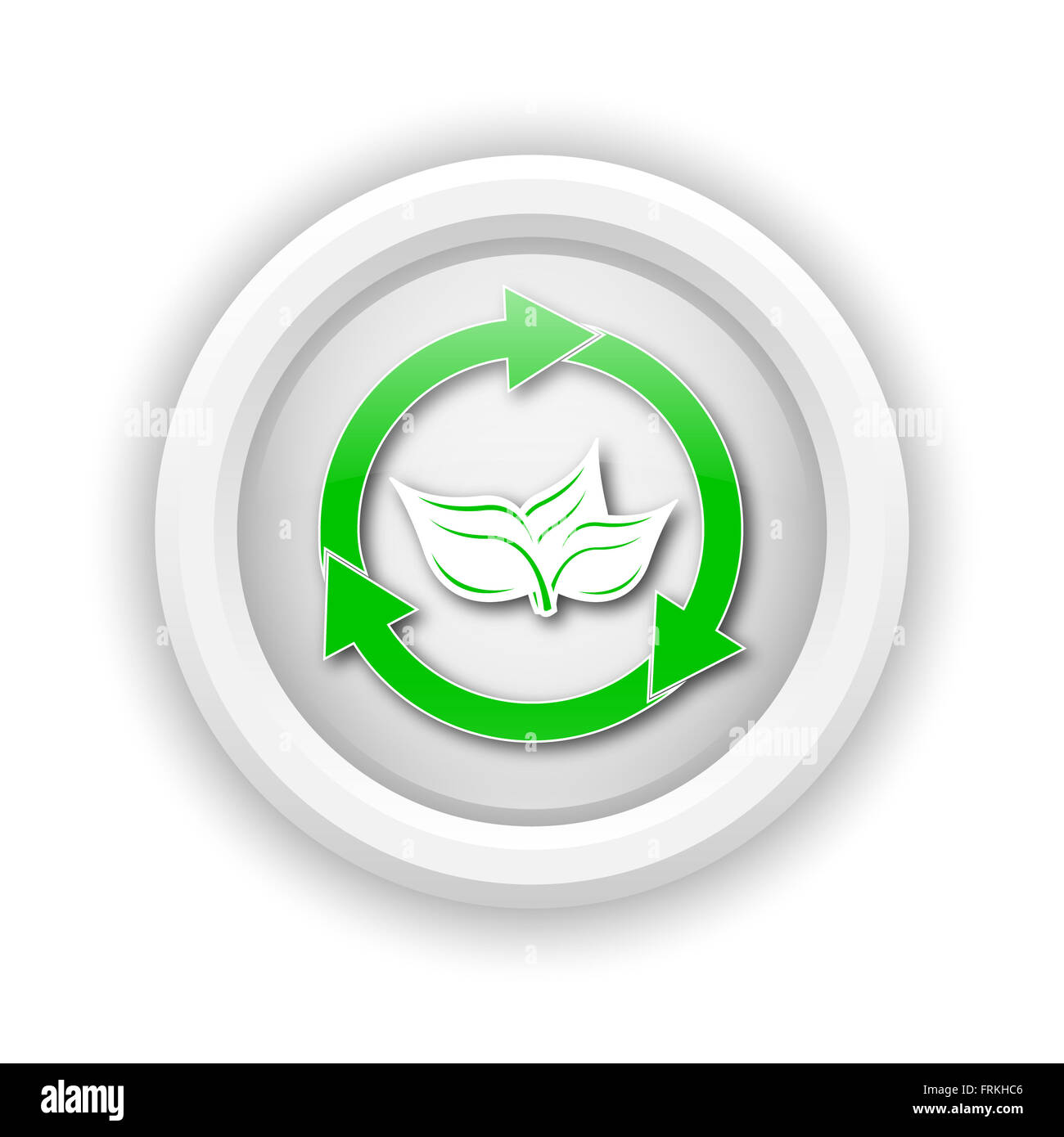 Round plastic icon with green design on white background Stock Photo ...