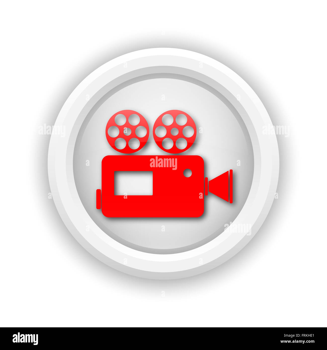 Round plastic icon with red design on white background Stock Photo - Alamy