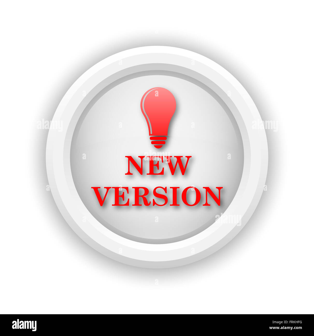 Round plastic icon with red design on white background Stock Photo - Alamy