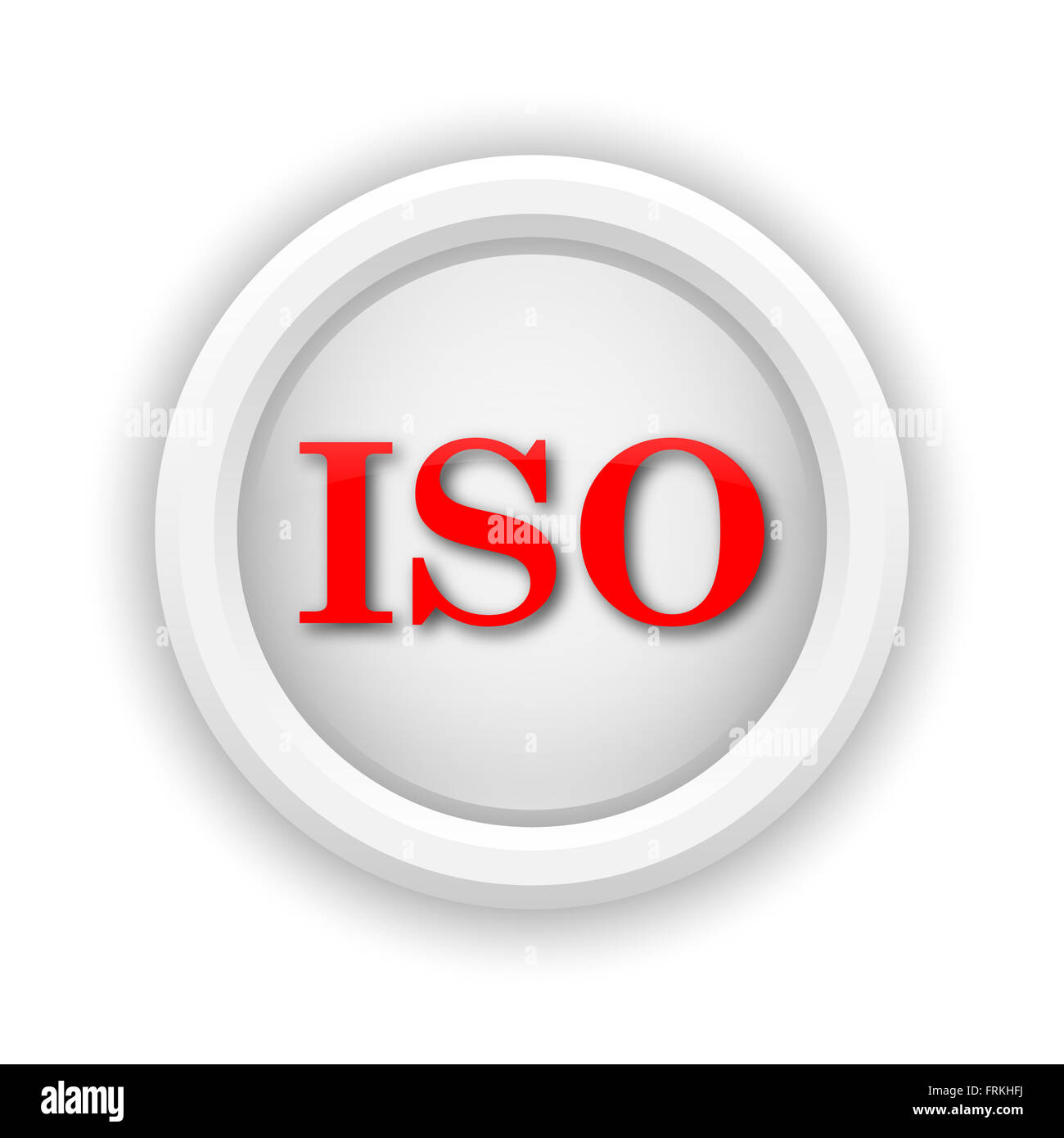 Round plastic icon with red design on white background Stock Photo - Alamy