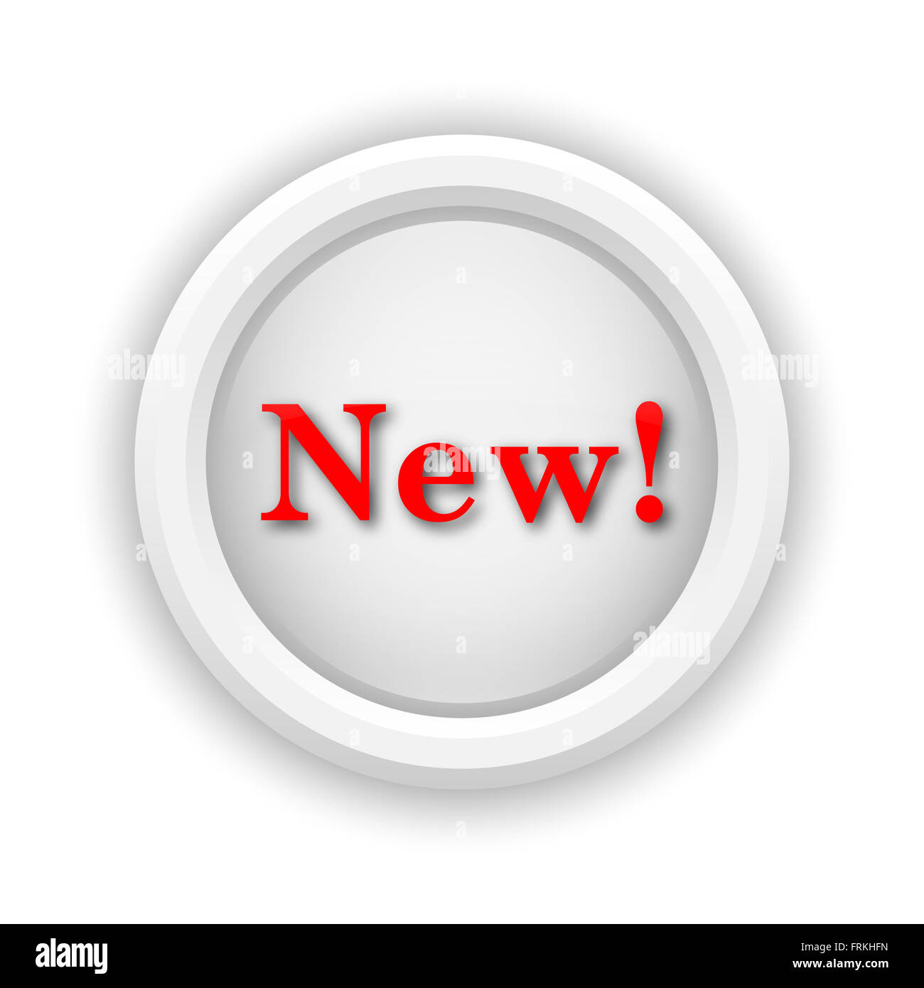 Round plastic icon with red design on white background Stock Photo - Alamy
