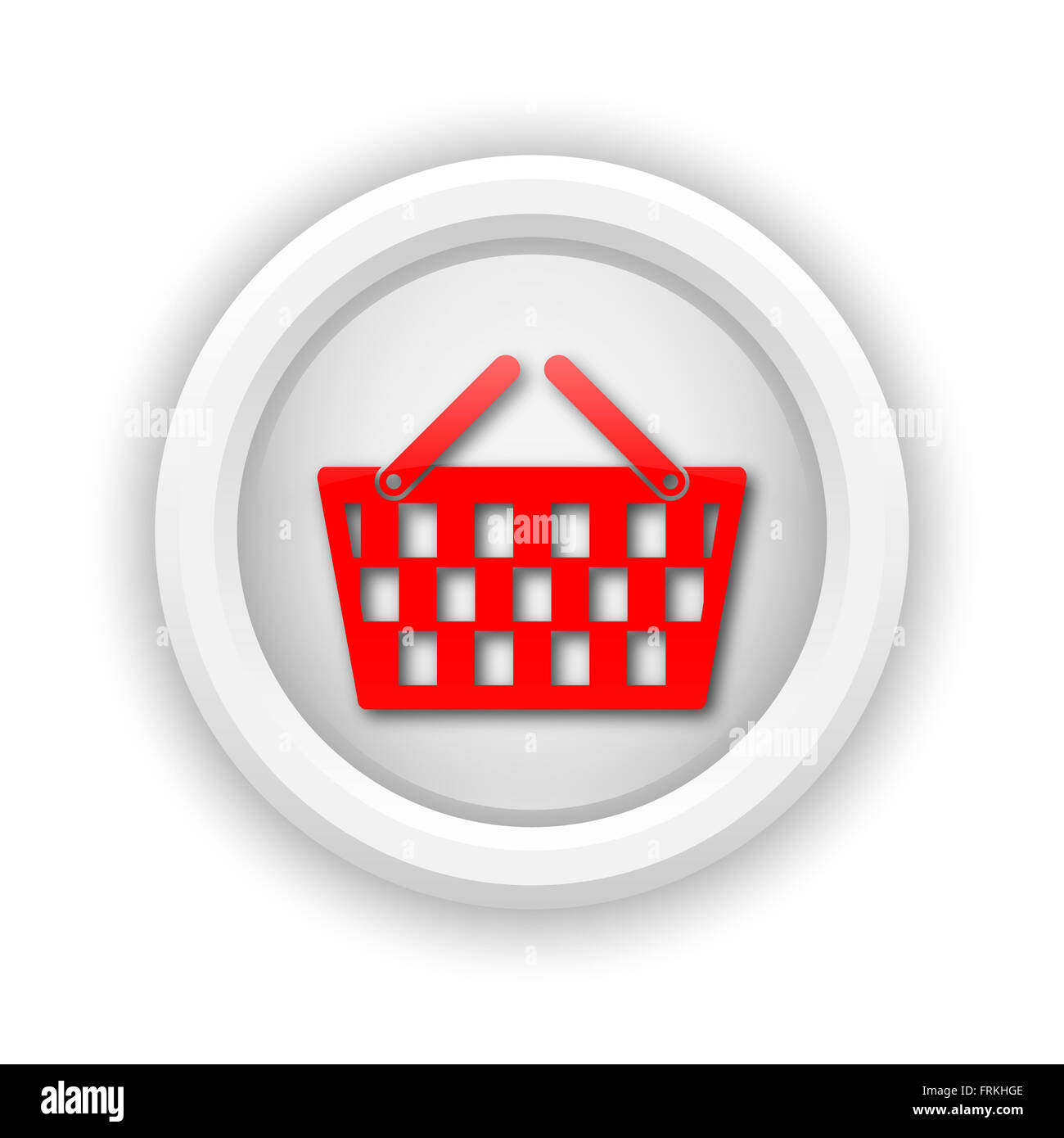Round plastic icon with red design on white background Stock Photo - Alamy