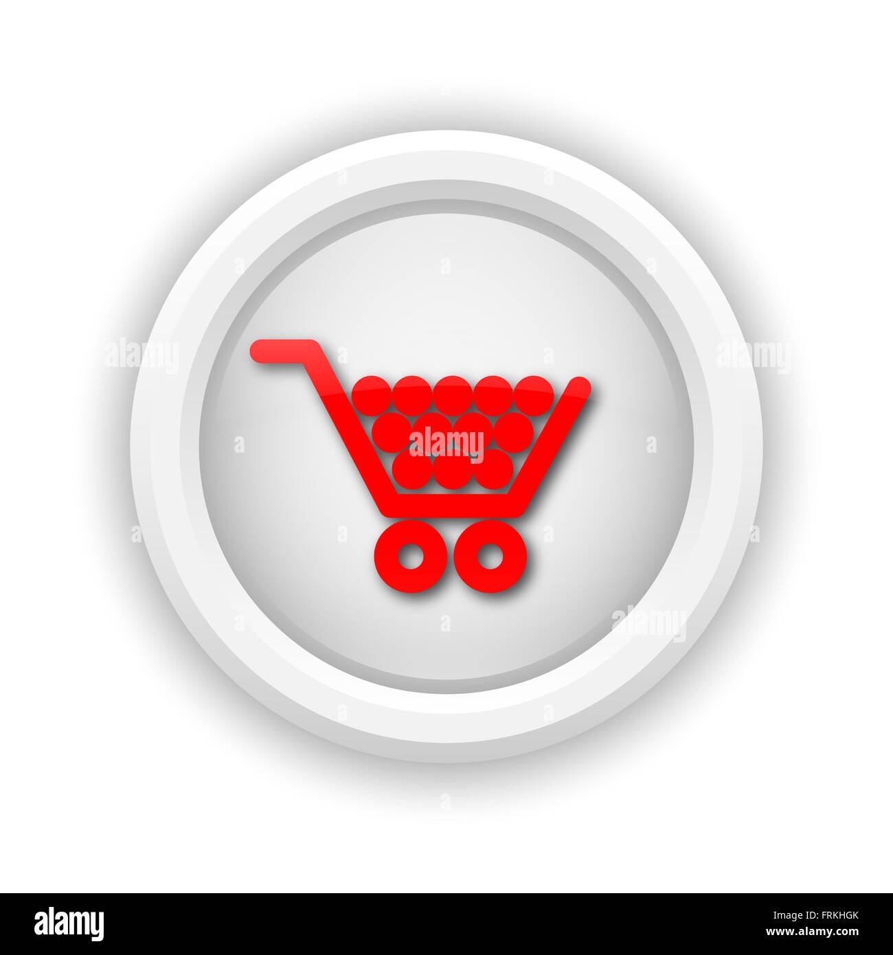 Round plastic icon with red design on white background Stock Photo - Alamy