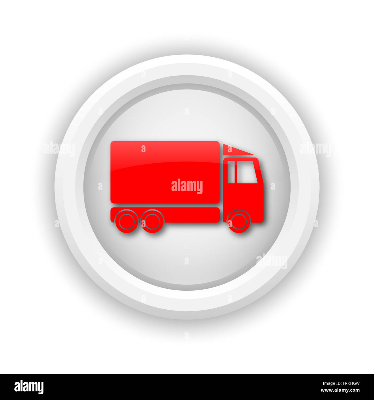 Round plastic icon with red design on white background Stock Photo - Alamy