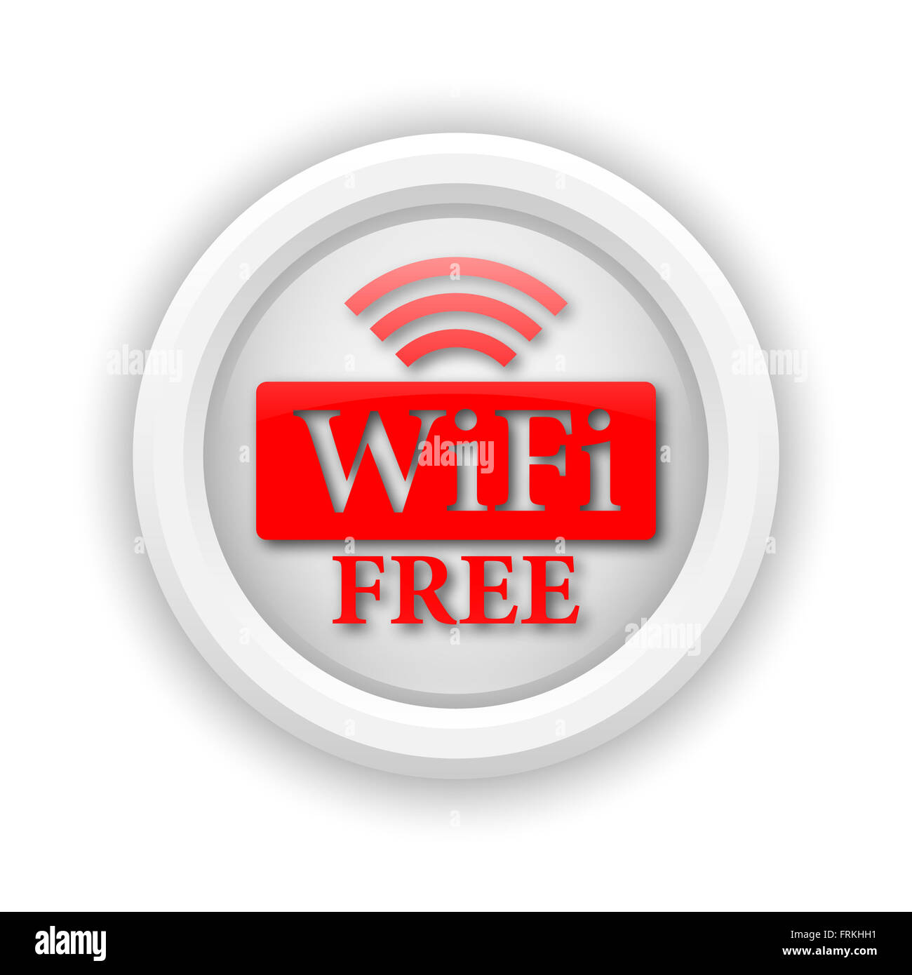 Round plastic icon with red design on white background Stock Photo - Alamy