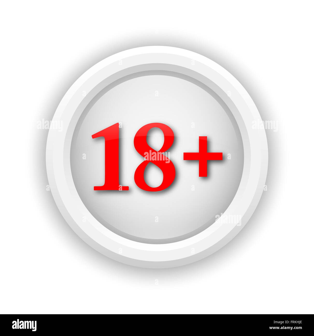 Round plastic icon with red design on white background Stock Photo - Alamy