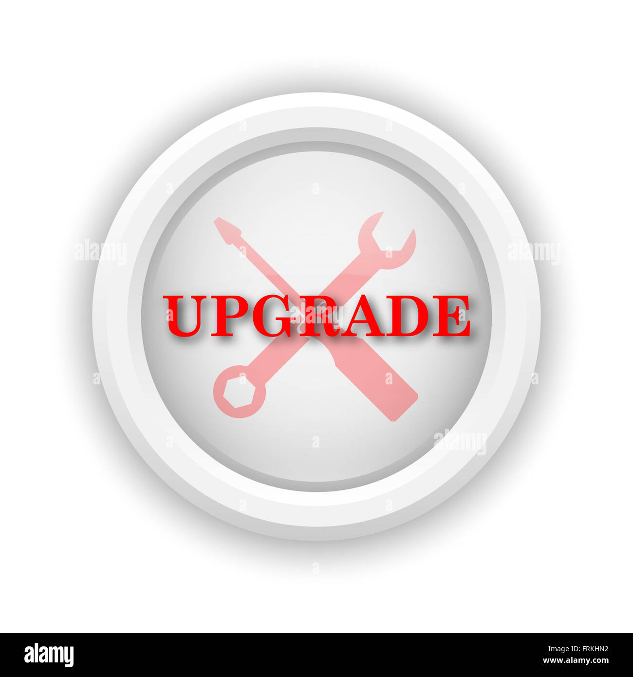 Round plastic icon with red design on white background Stock Photo - Alamy
