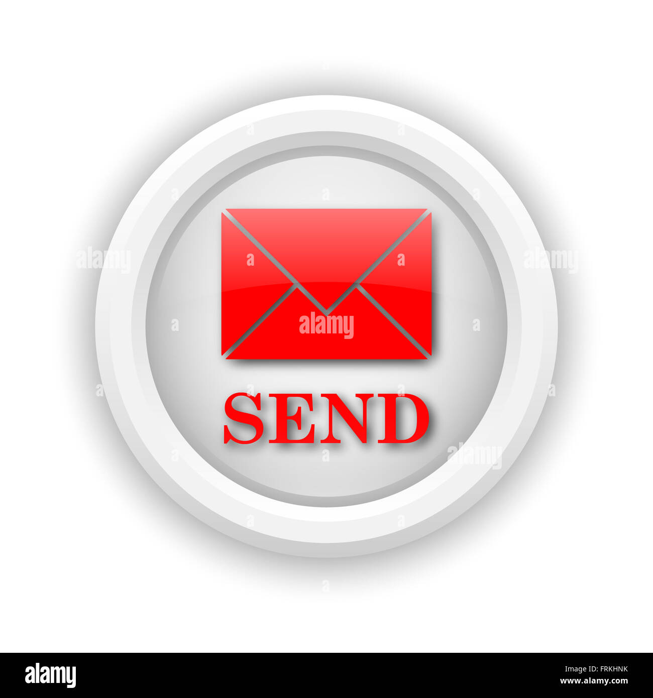 Round plastic icon with red design on white background Stock Photo - Alamy