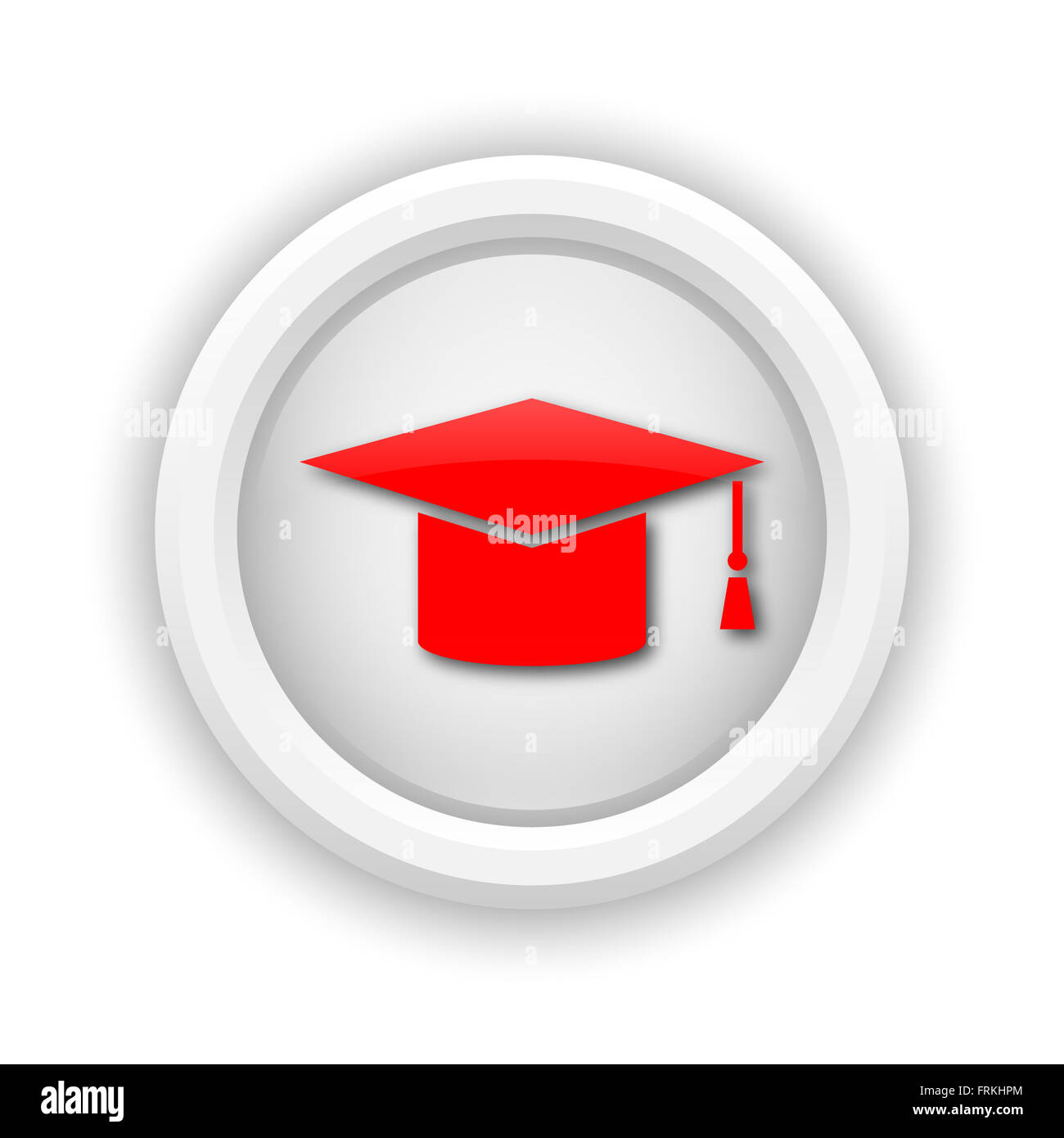 Round plastic icon with red design on white background Stock Photo - Alamy