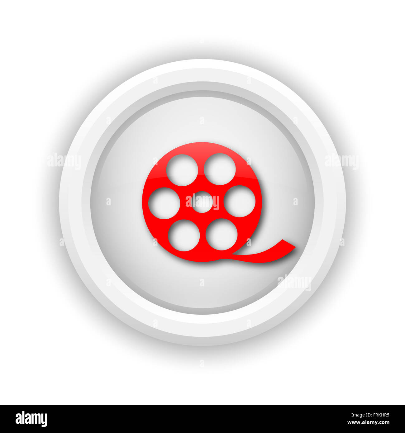 Round plastic icon with red design on white background Stock Photo - Alamy