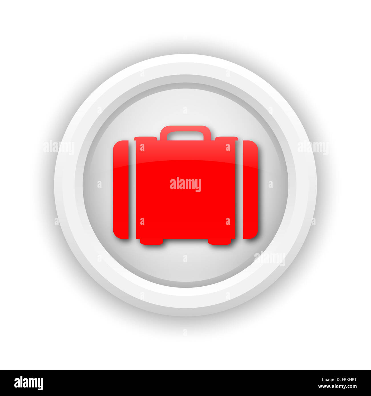 Round plastic icon with red design on white background Stock Photo - Alamy