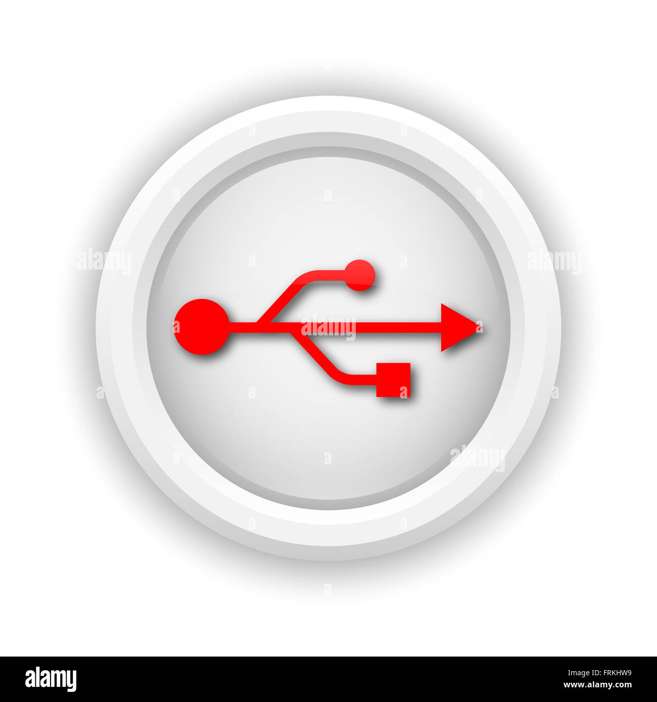 Round plastic icon with red design on white background Stock Photo - Alamy