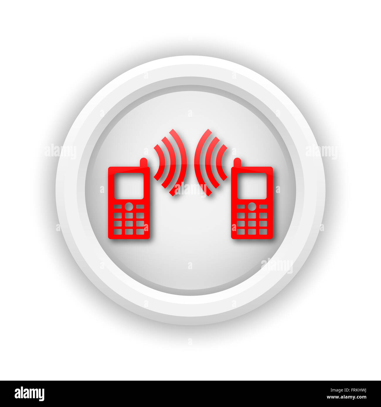 Round plastic icon with red design on white background Stock Photo - Alamy