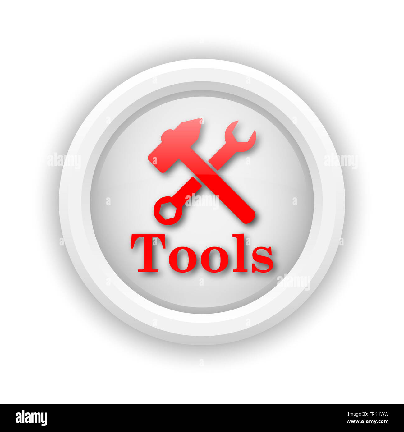 Round plastic icon with red design on white background Stock Photo - Alamy