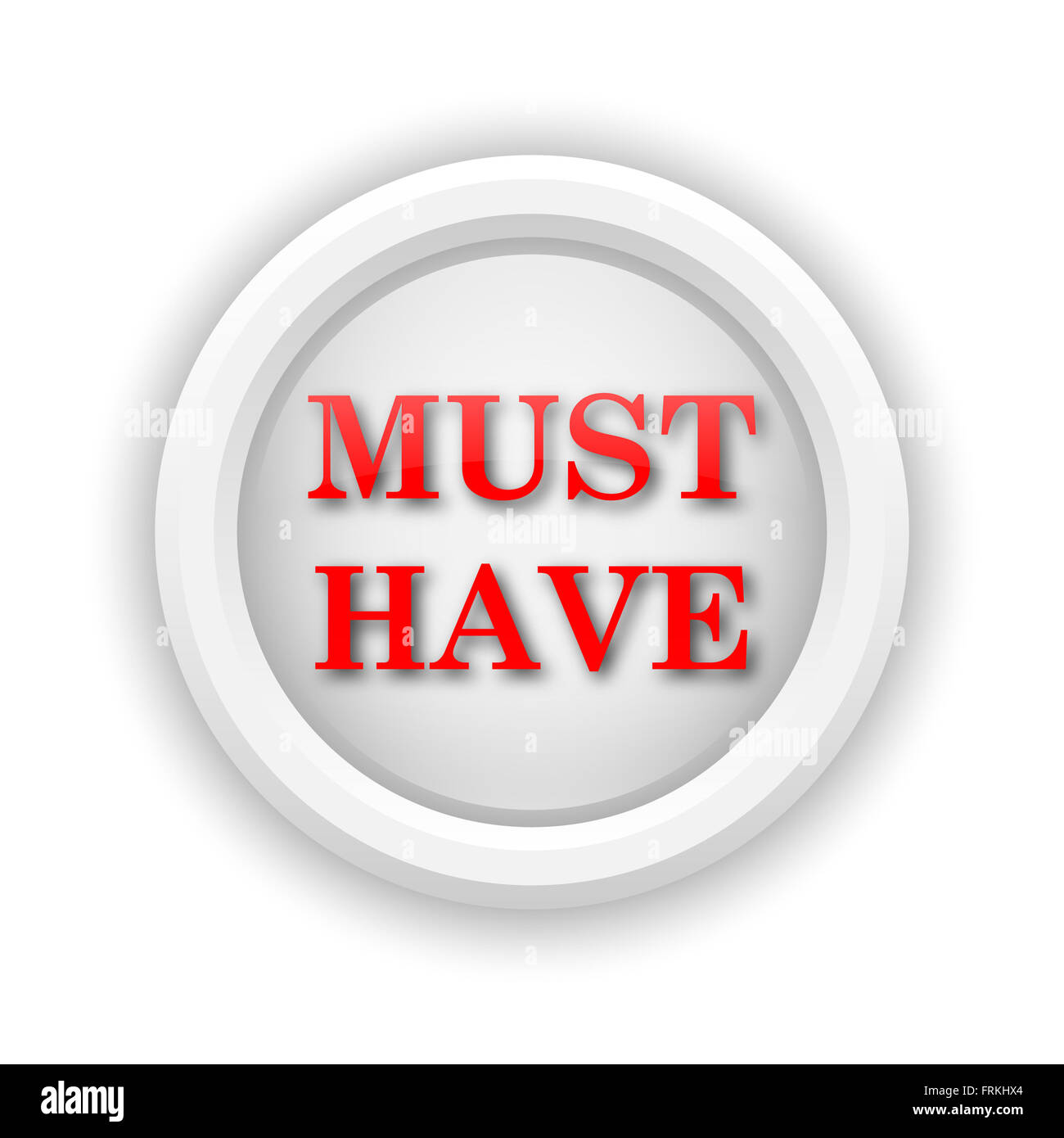 Round plastic icon with red design on white background Stock Photo - Alamy