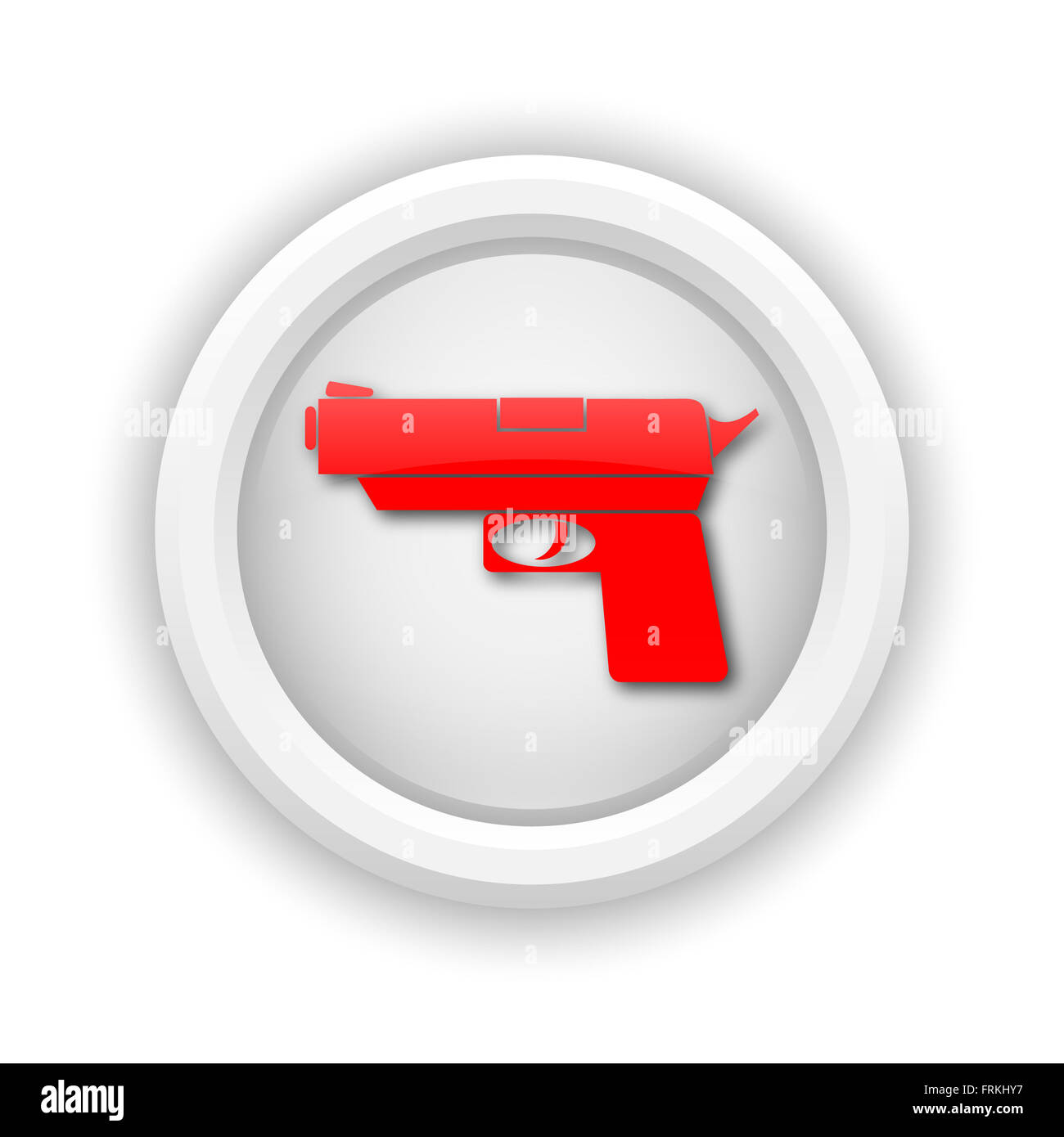 Round plastic icon with red design on white background Stock Photo - Alamy
