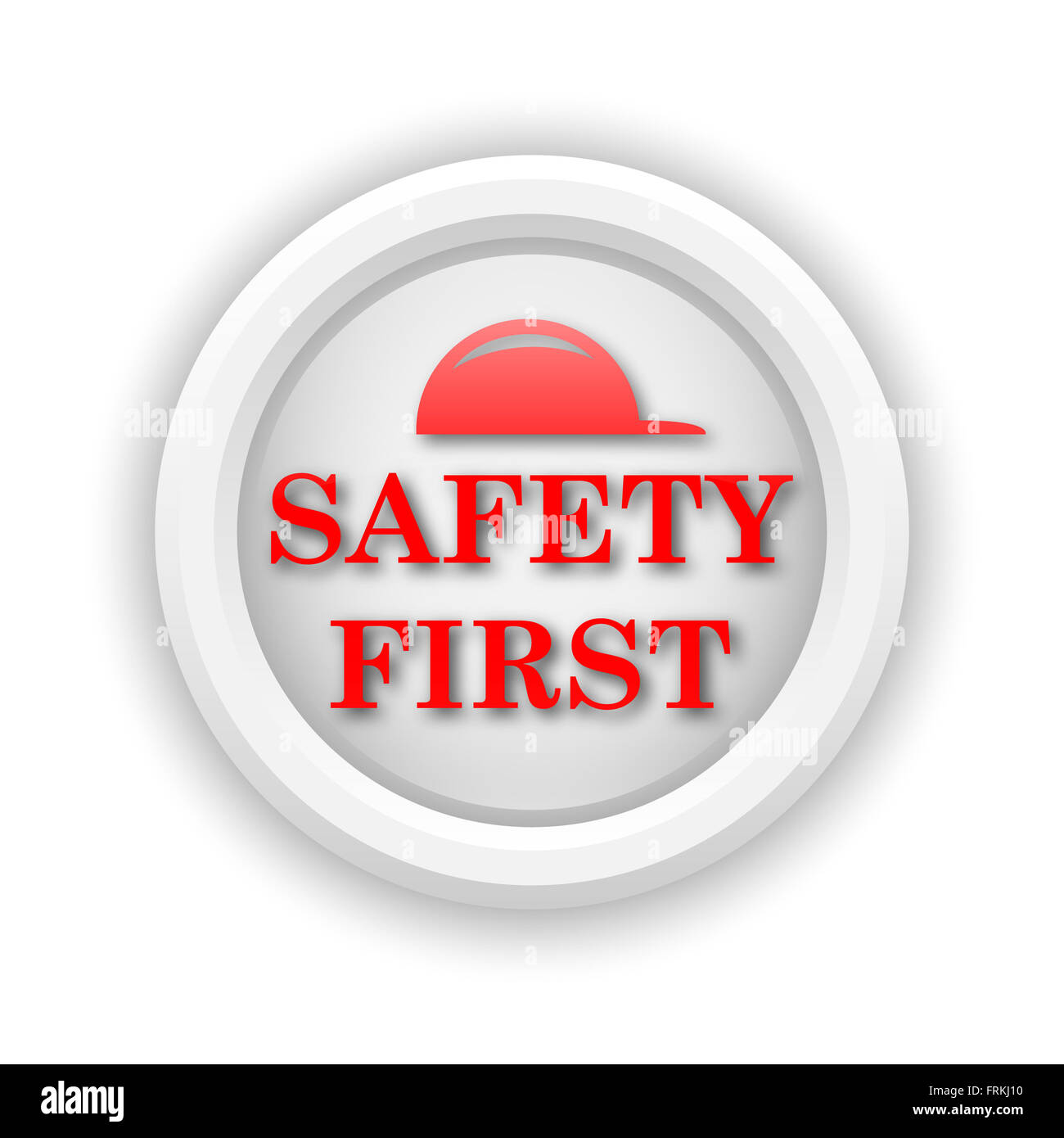 Round plastic icon with red design on white background Stock Photo - Alamy