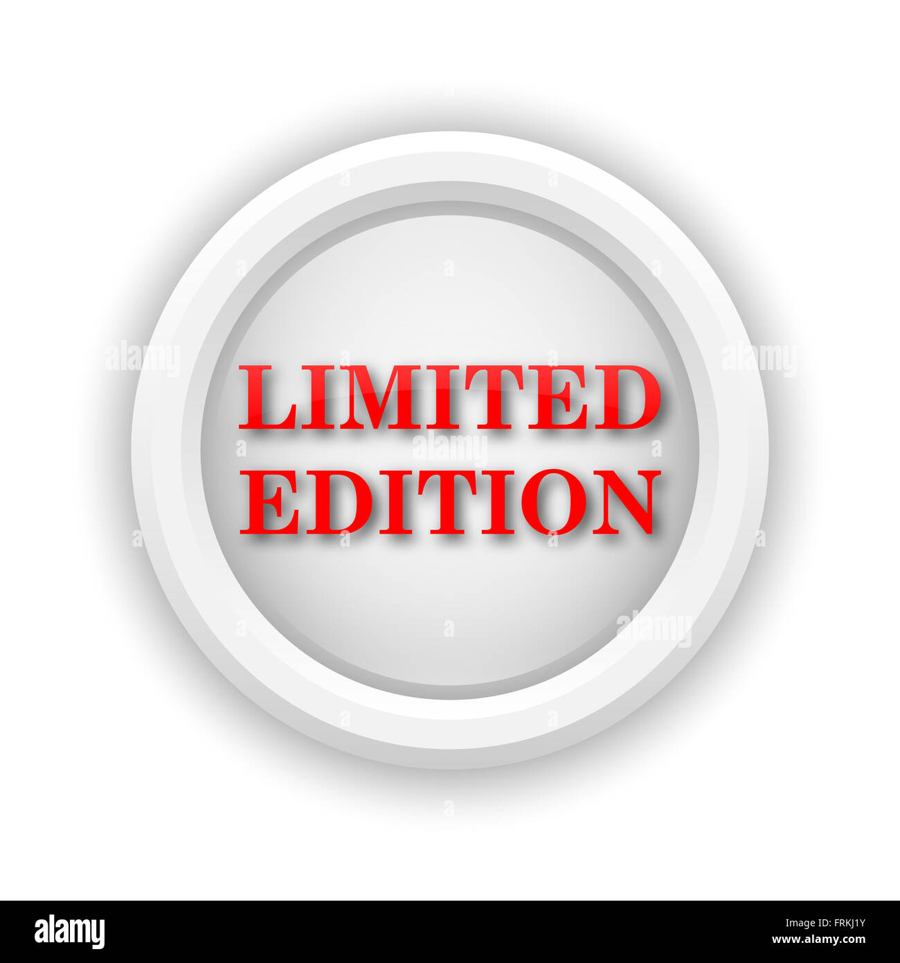 Round plastic icon with red design on white background Stock Photo - Alamy