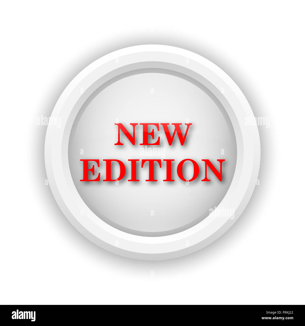 Round plastic icon with red design on white background Stock Photo - Alamy