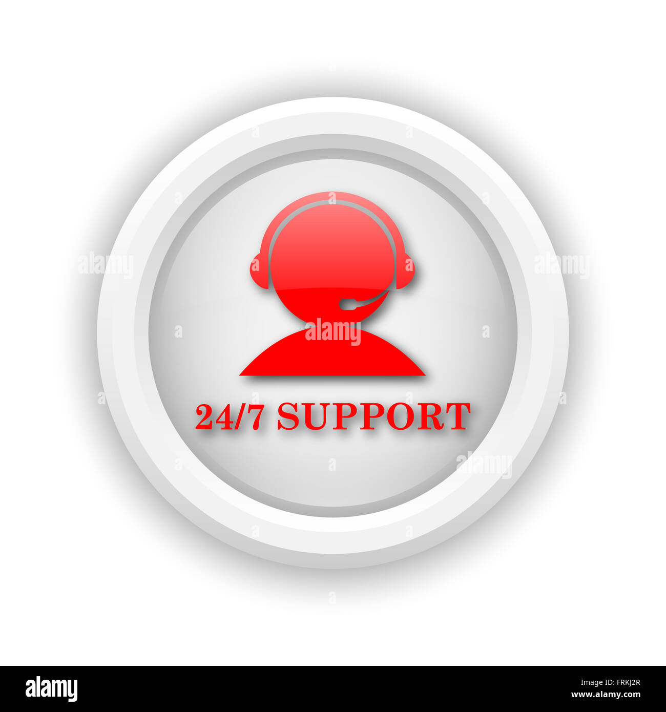 Round plastic icon with red design on white background Stock Photo - Alamy