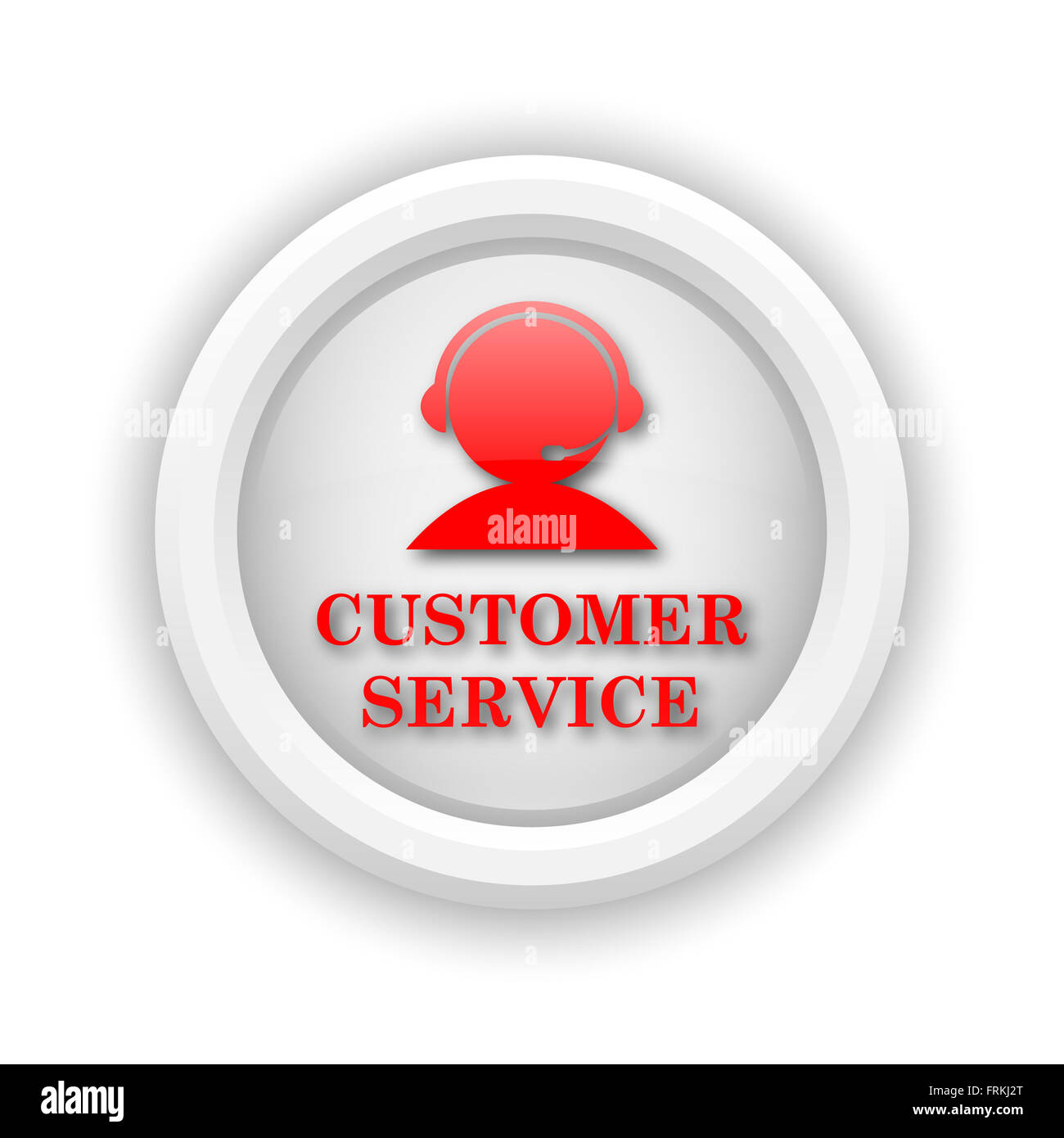 Round plastic icon with red design on white background Stock Photo - Alamy