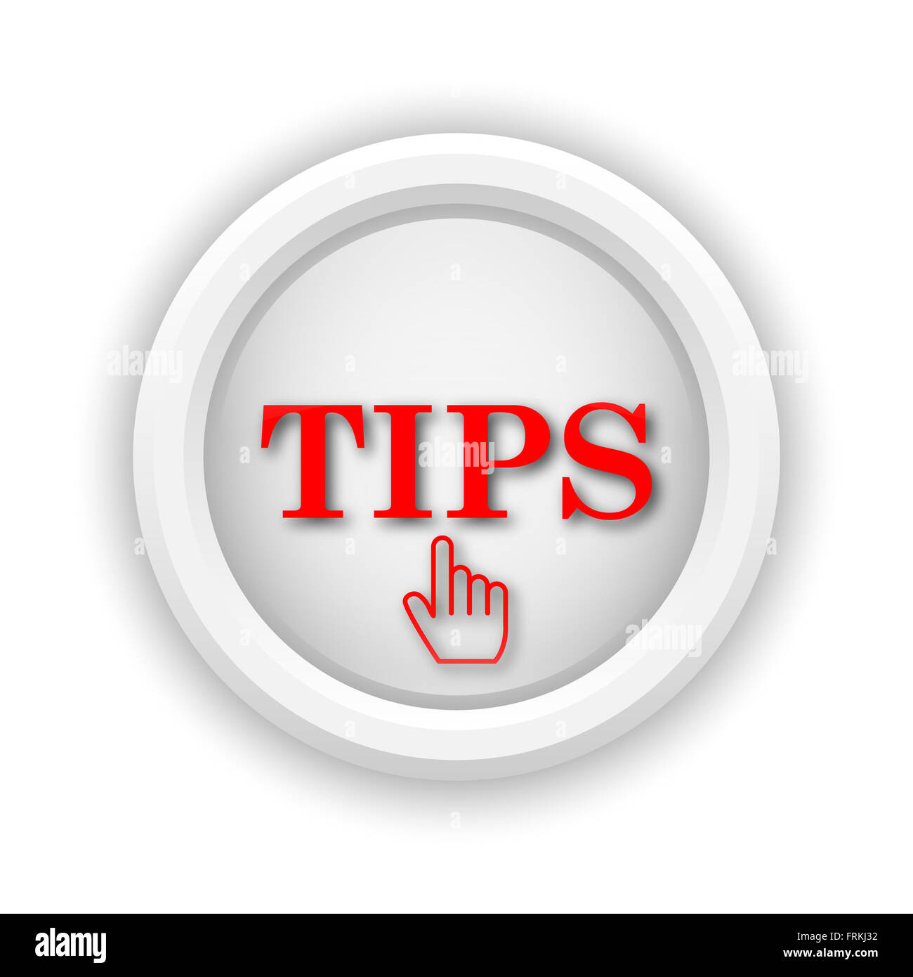 Round plastic icon with red design on white background Stock Photo - Alamy