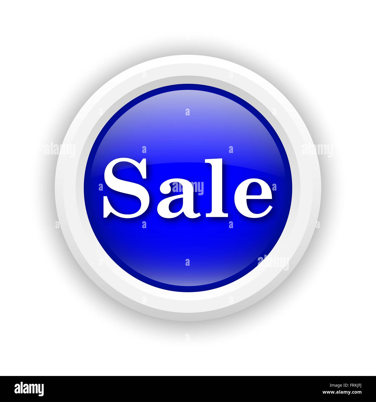Round plastic icon with white design on blue background Stock Photo - Alamy