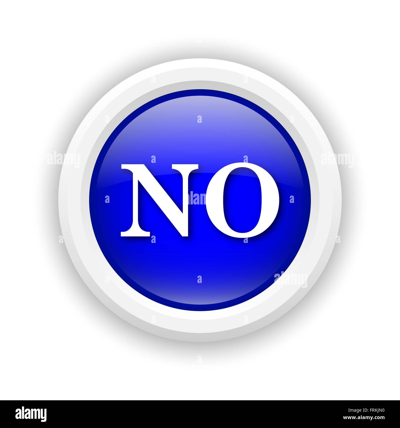 Round plastic icon with white design on blue background Stock Photo - Alamy