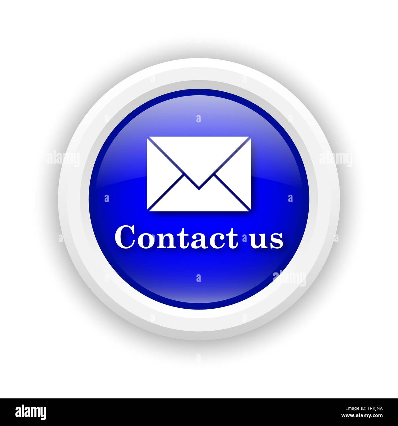 Round plastic icon with white design on blue background Stock Photo - Alamy