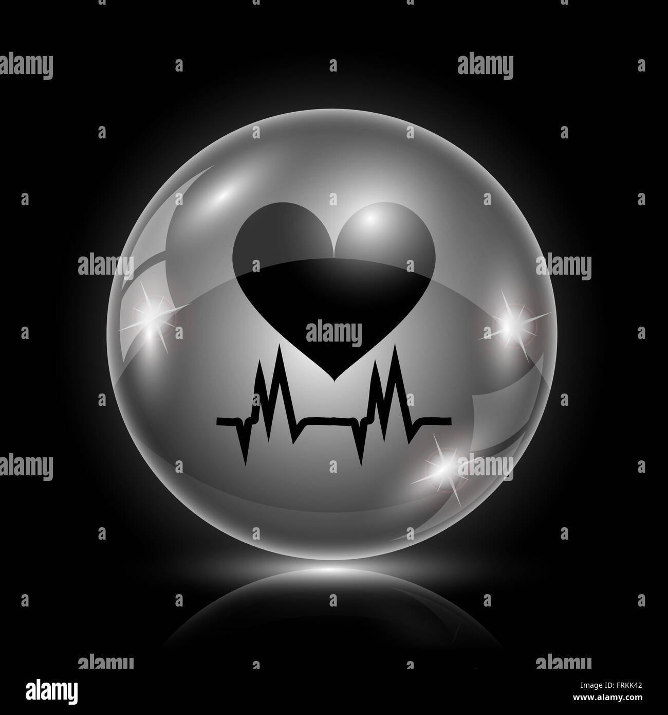 Shiny glossy icon - glass ball on black background Stock Photo - Alamy