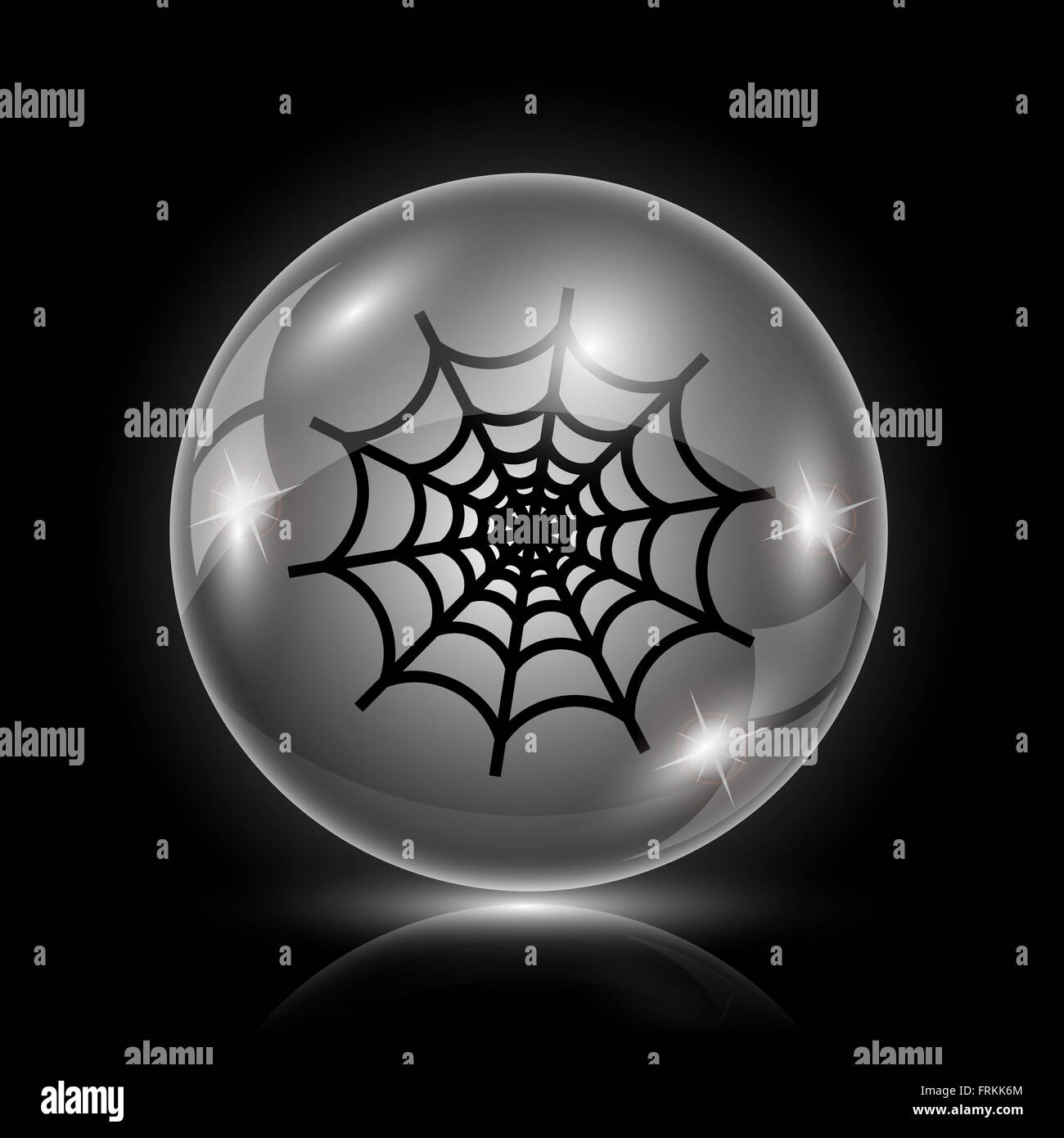 Shiny glossy icon - glass ball on black background Stock Photo - Alamy