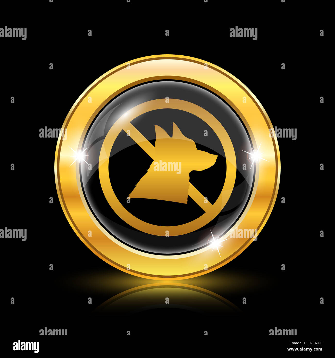 Golden shiny icon on black background - internet button Stock Photo - Alamy