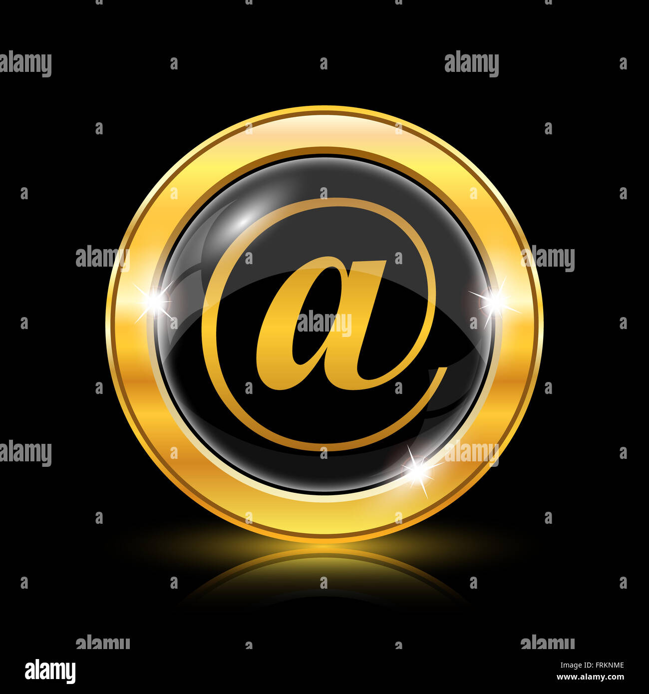 Golden shiny icon on black background - internet button Stock Photo - Alamy