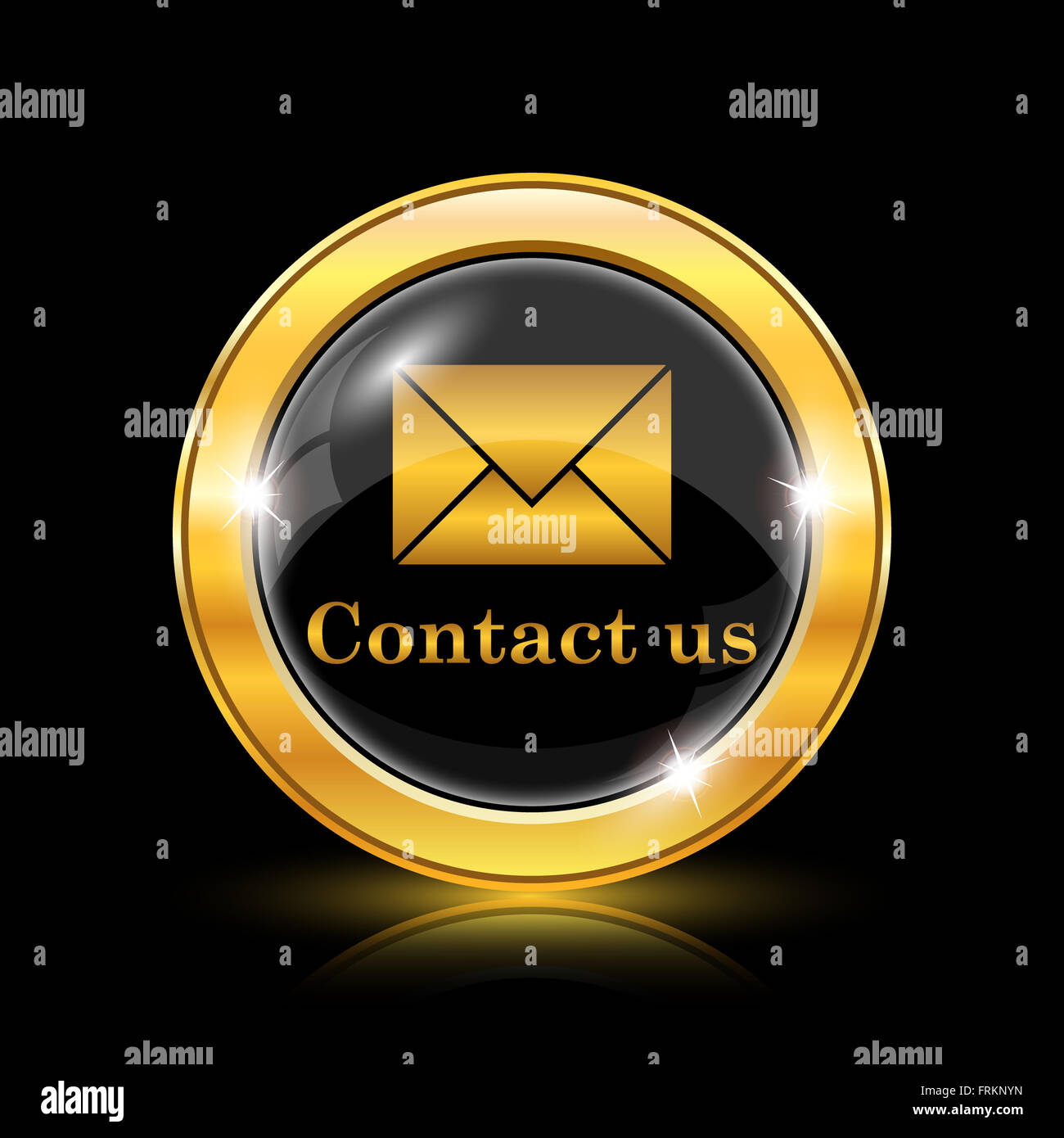 Golden shiny icon on black background - internet button Stock Photo - Alamy