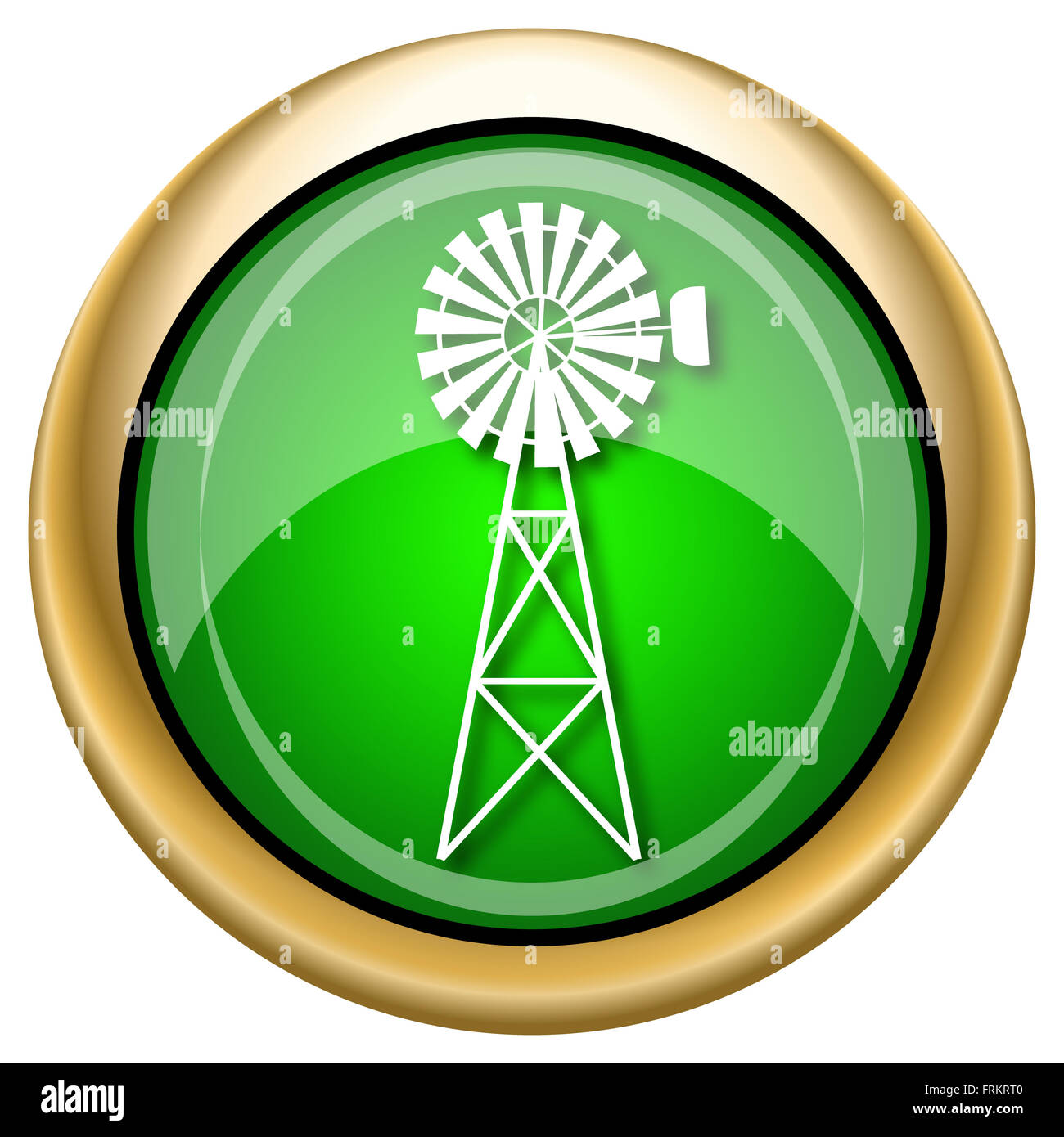 Shiny glossy green and gold icon - internet button Stock Photo - Alamy