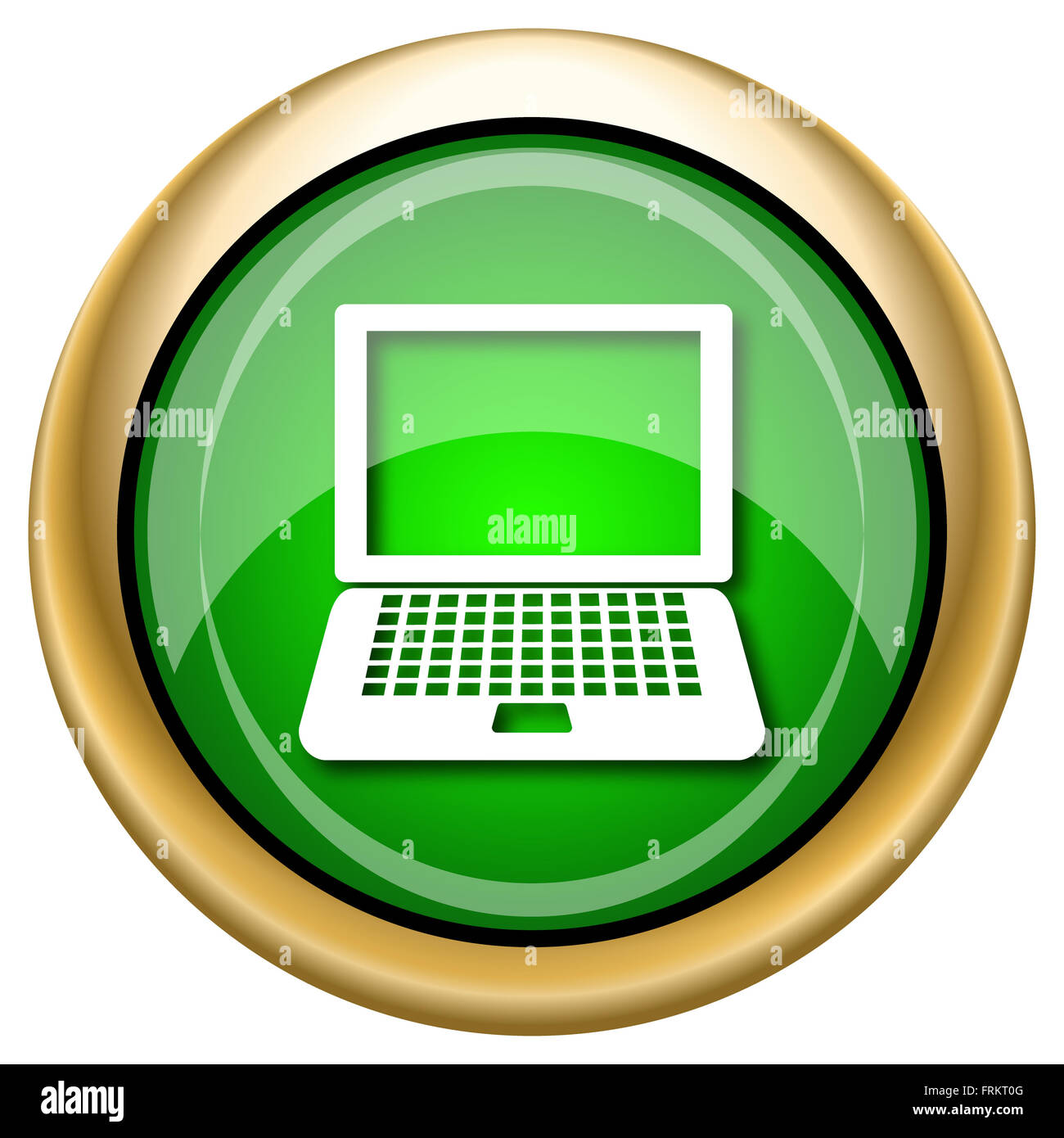 Shiny glossy green and gold icon - internet button Stock Photo - Alamy