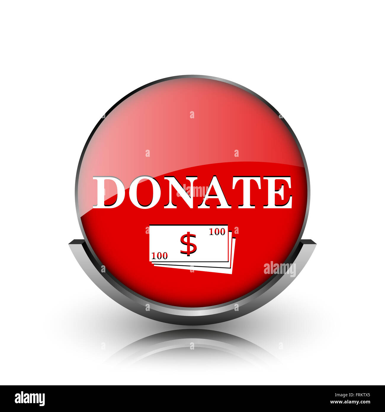 Red shiny glossy icon on white background Stock Photo - Alamy