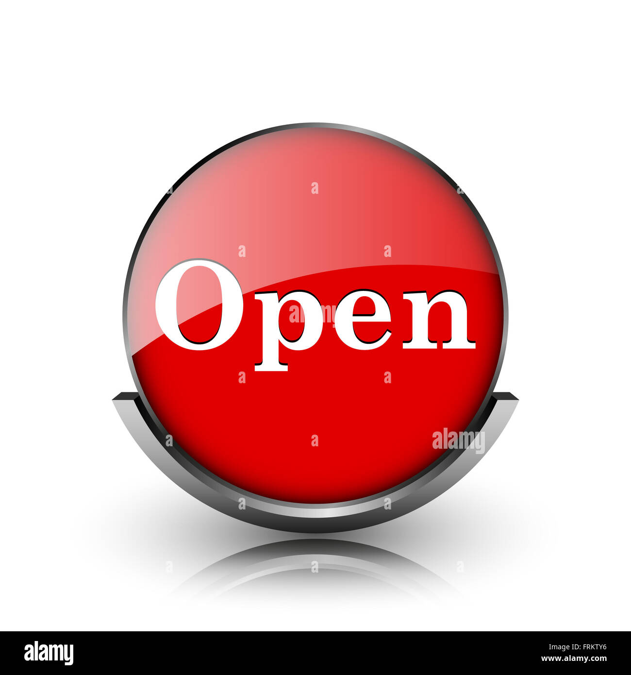 Red shiny glossy icon on white background Stock Photo - Alamy