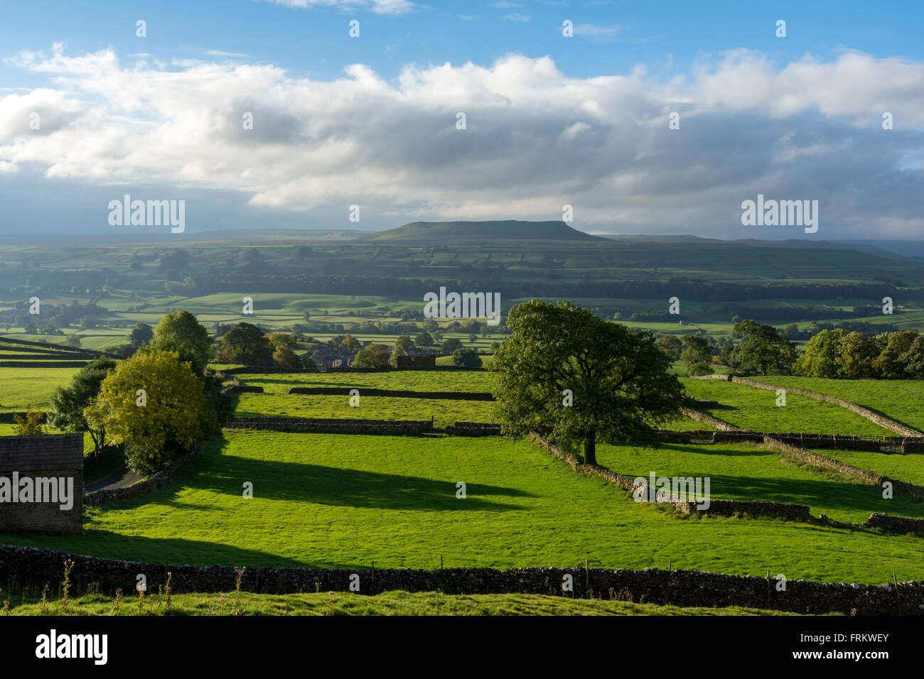 Addlebrough hill from the Cross Top road, near Askrigg, Wensleydale ...