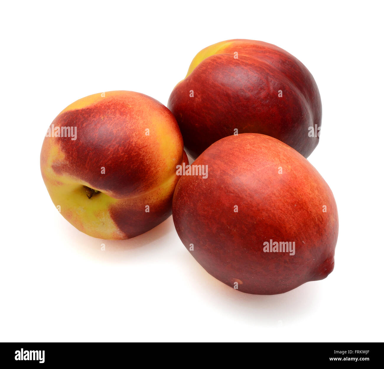 three fresh peaches isolated on white background Stock Photo - Alamy