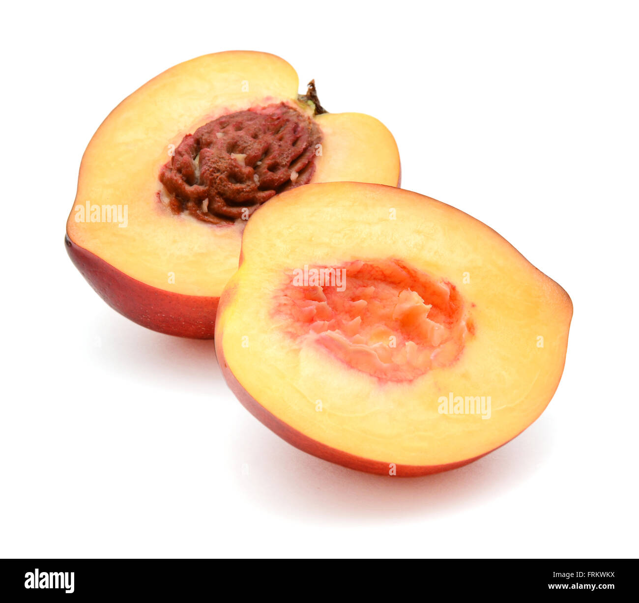 Cutout peaches isolated on white background Stock Photo - Alamy