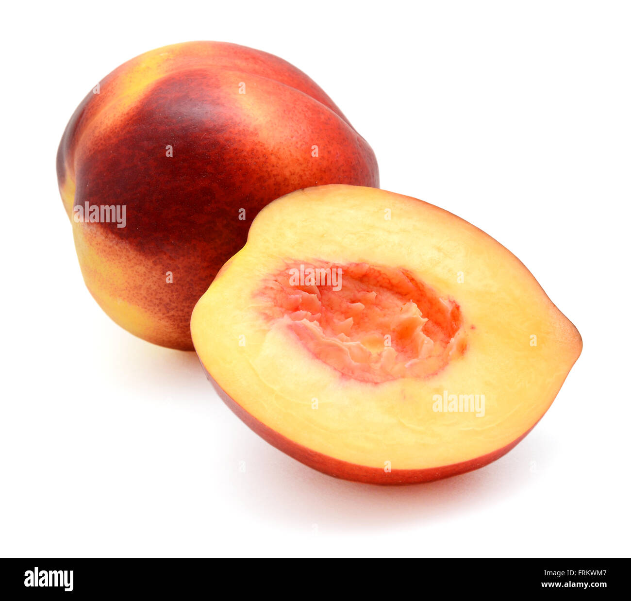 Ripe peaches isolated on white background Stock Photo - Alamy