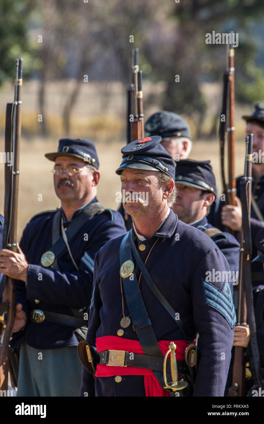 Union Soldiers at an American Civil War Reenactment at Hawes Farm ...