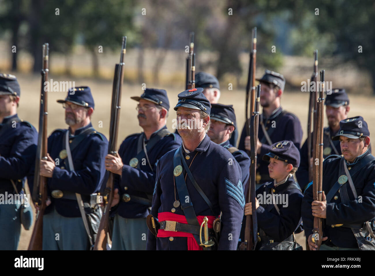 Union Soldiers at an American Civil War Reenactment at Hawes Farm ...